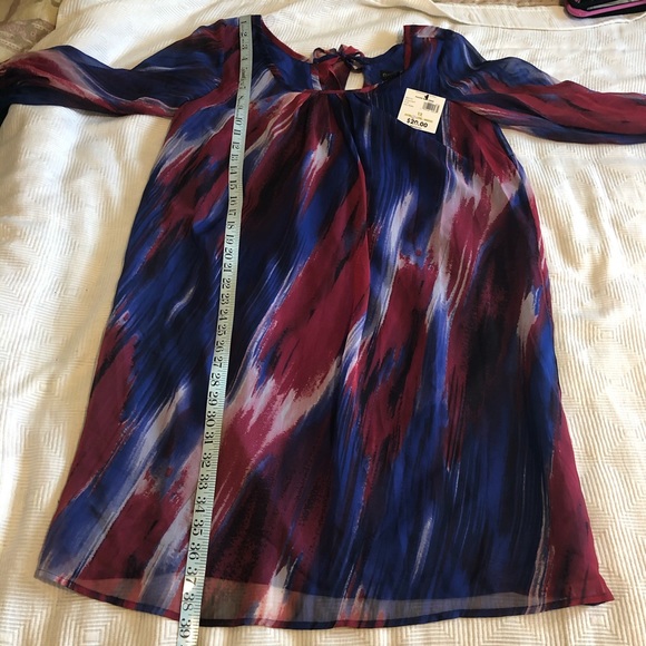 George | Dresses | George Red White Blue Dress With Sheer Sleeves ...